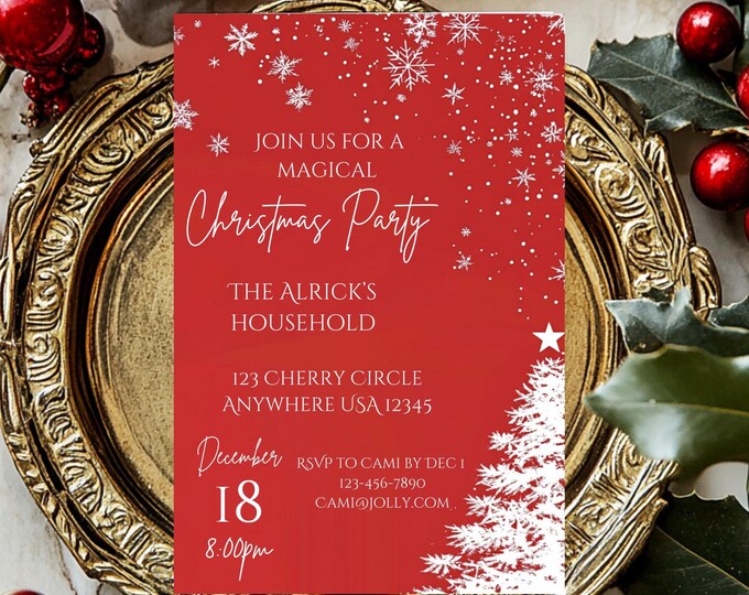 Christmas Party Invitation, Christmas Party Printable Invite, Editable ...