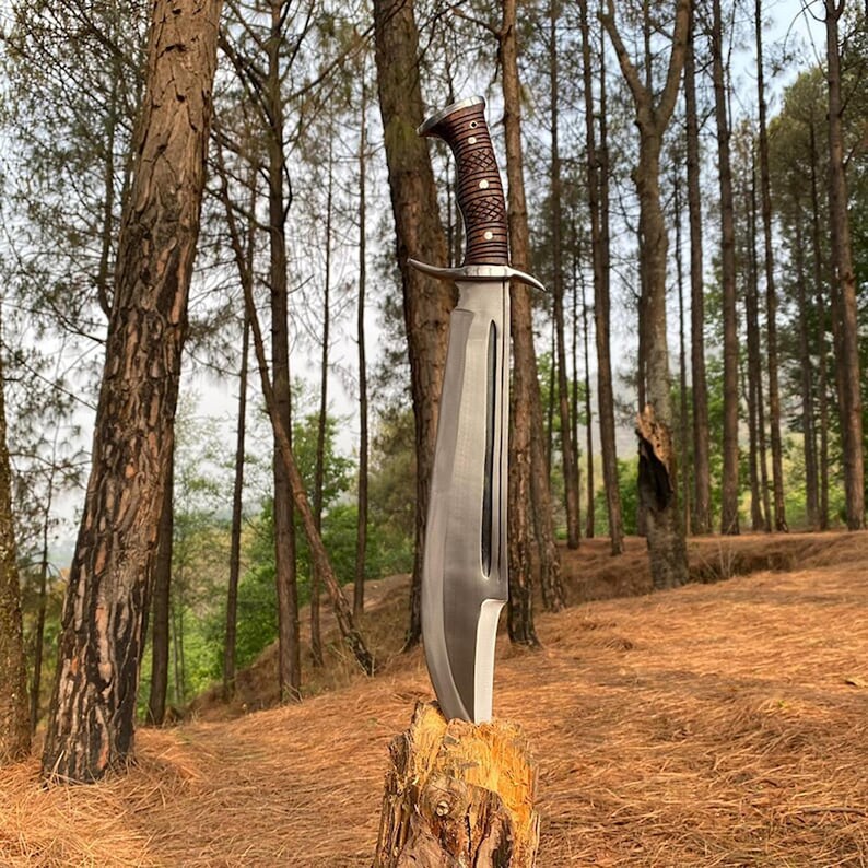 Hand Forged 15-inch Bowie Knife: 5160 Leaf Spring Steel Bushcraft ...