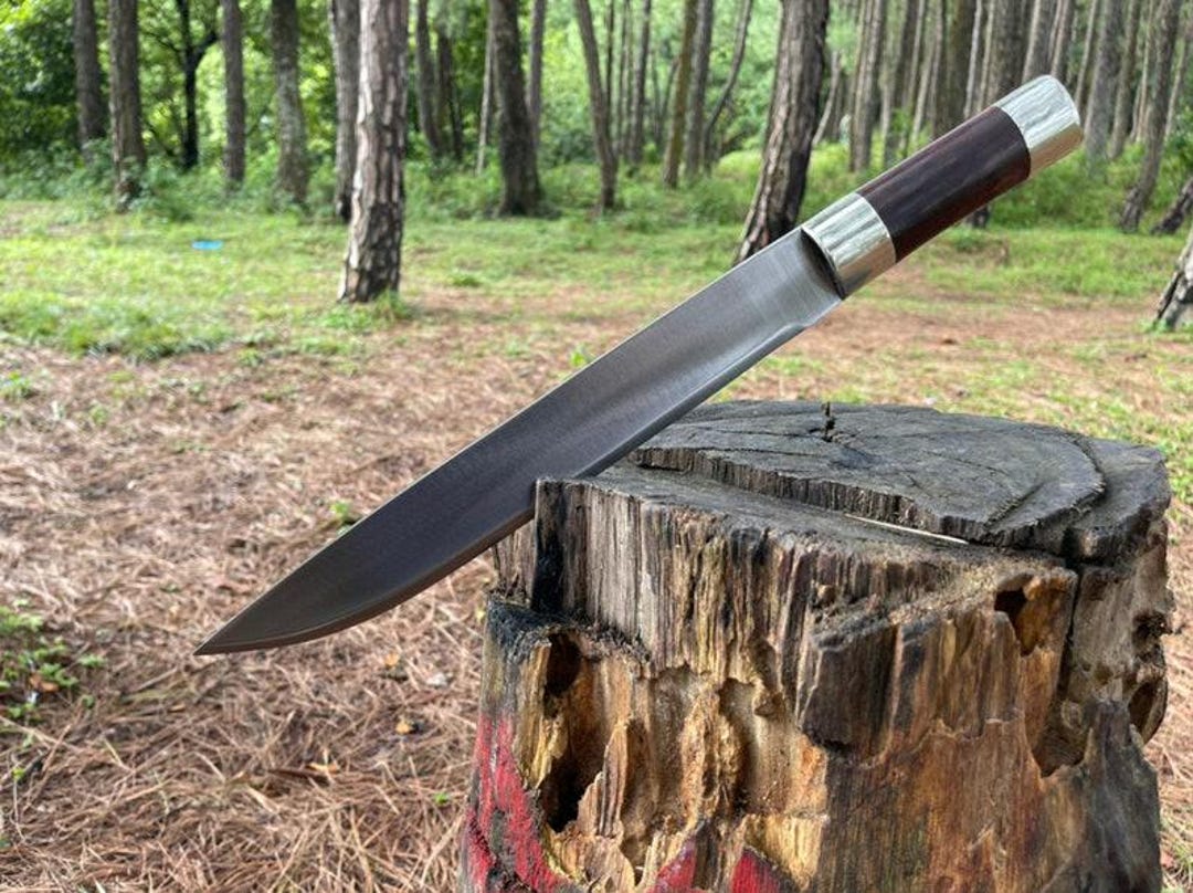 Hand Forged 13" Seax Knife: Rosewood Handle, Jeep Leaf Spring Blade ...