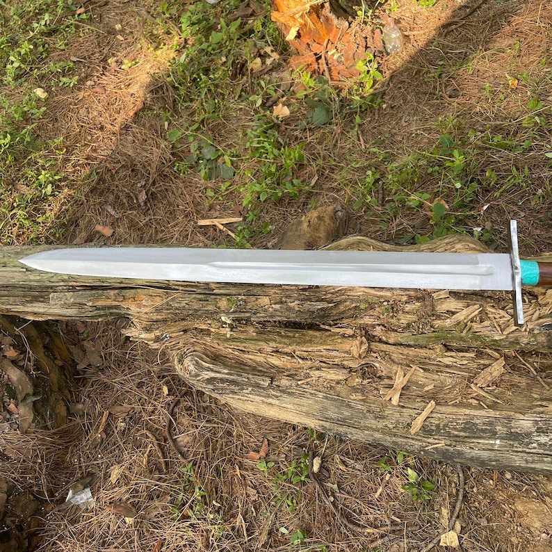 Hand-forged Norse Viking Sword: 5160 Leaf Spring Steel Blade, Rosewood ...