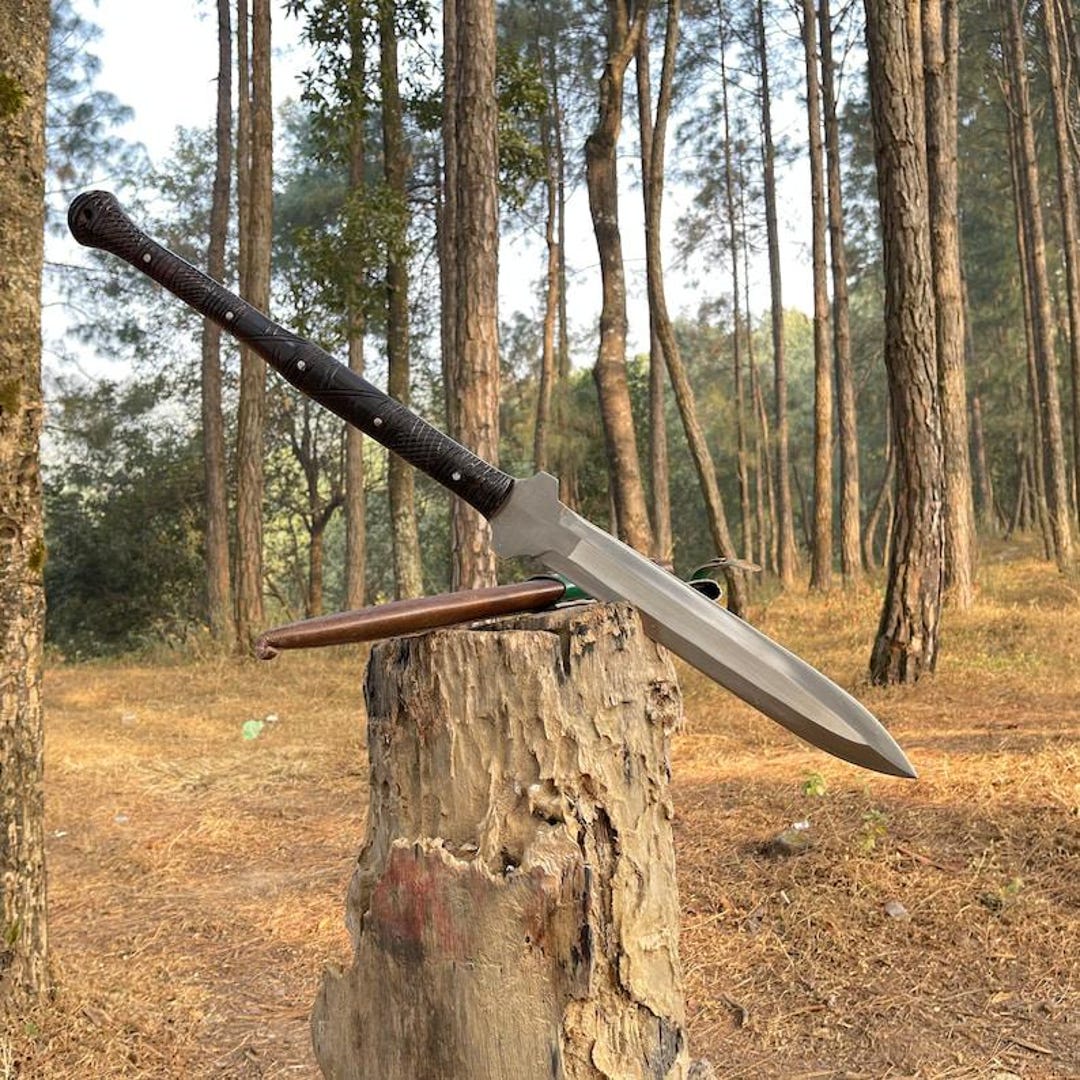 Handmade Full Tang Spear: Tempered Leaf Spring Blade, Viking Gift ...