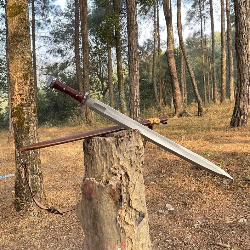 Hand Forged Viking Sword/ Leaf Spring of Truck/rosewood Handle/sharpen ...