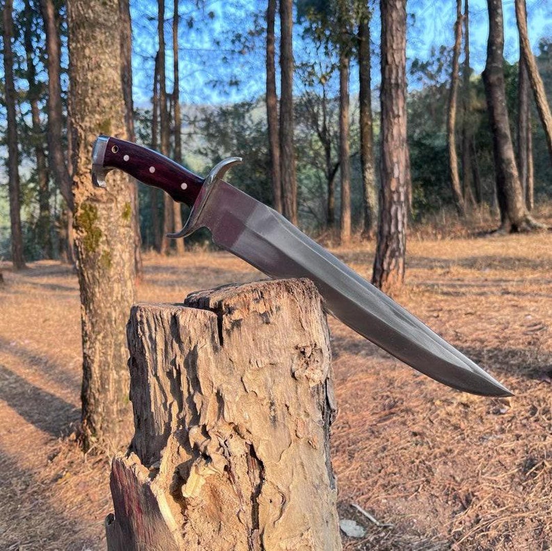Handmade 14 Inch Bowie Knife, Hand Forged Bushcraft Knife, 5160 Leaf ...
