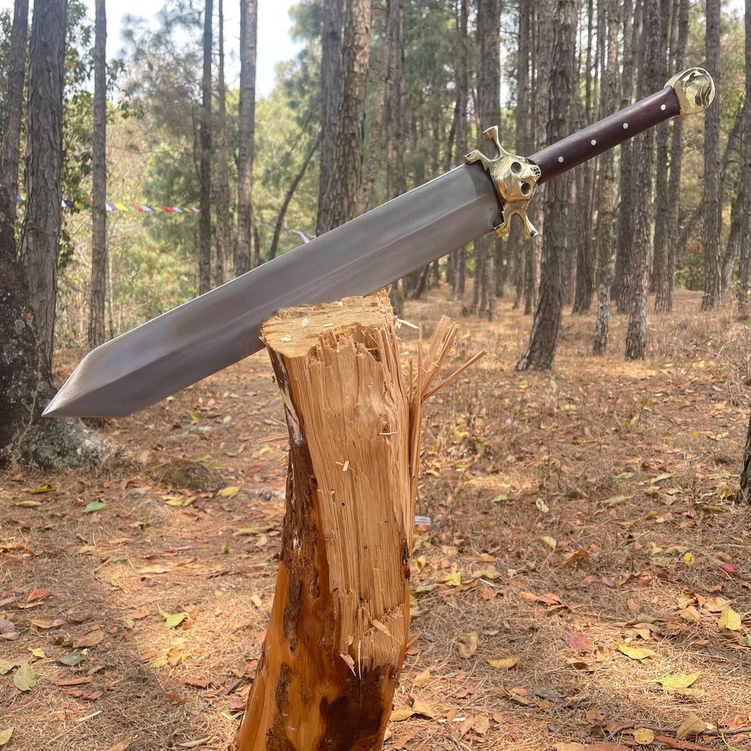 Handmade 20-inch Bowie Knife: Leaf Spring Steel Blade, Leather Sheath ...