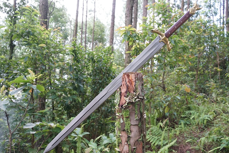 Hand-forged Dragon Viking Sword | 5160 Steel, Rosewood Handle, Leather ...