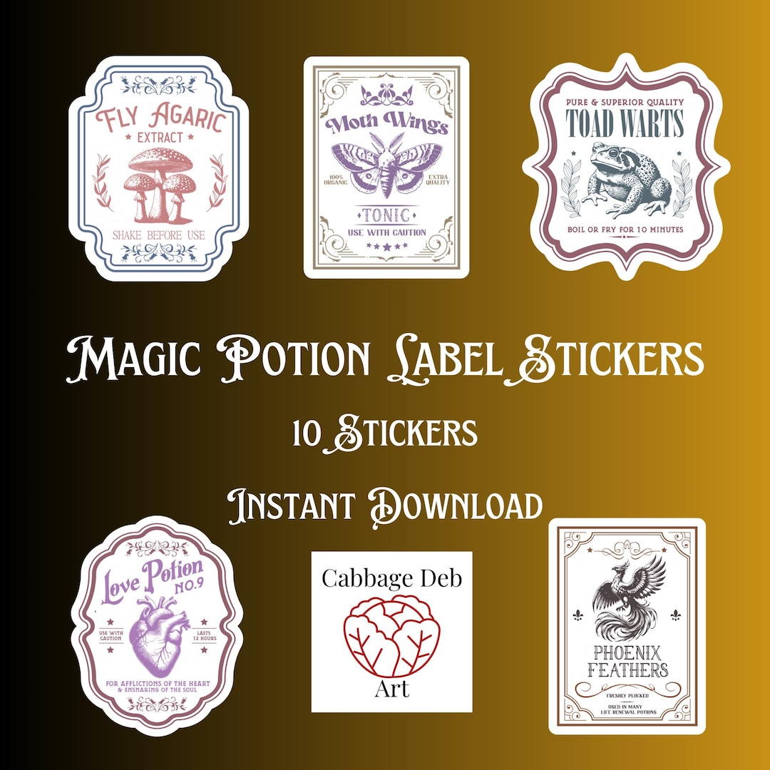 Magic Potion Labels, 10 Halloween Stickers, Digital Download - Etsy