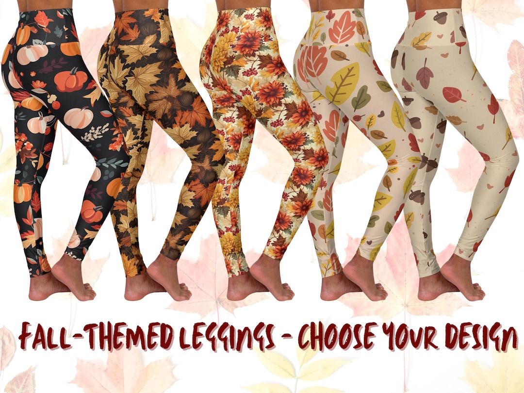 Fall Leggings, High Waisted Leggings, Yoga Pants, Fall Yoga Pants, Cute ...