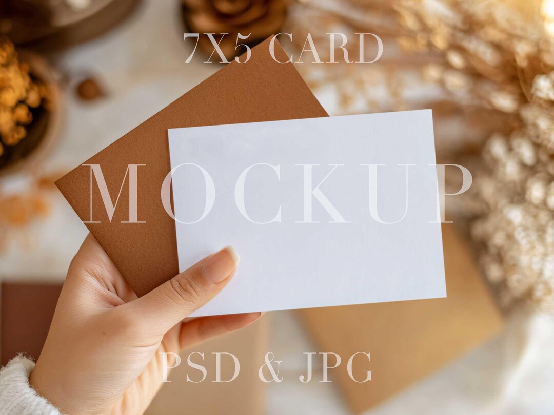 Mockup 5x7 Landscape Greeting Card, Held in Hand, Thank You Card ...