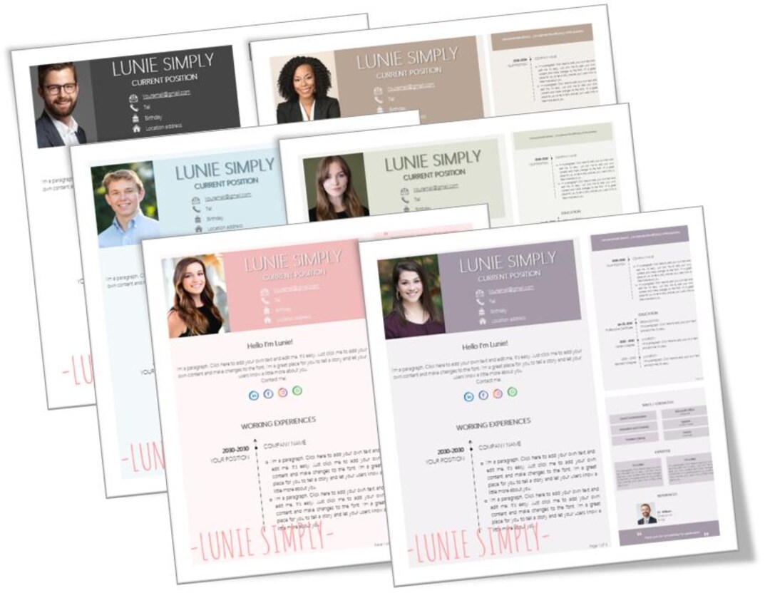 6 Vintage Resume Template CV Template for Men and Women resume and ...