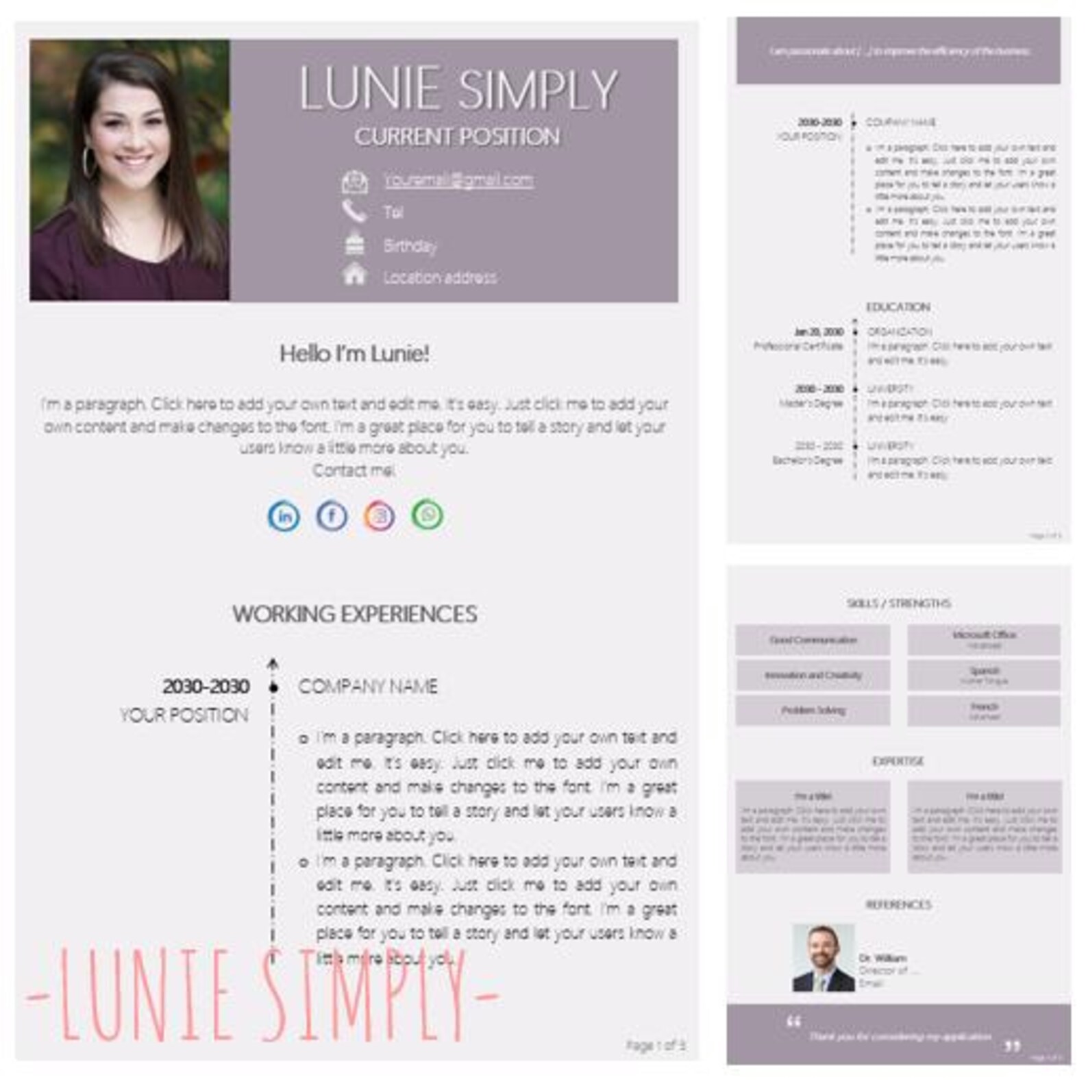 6 Vintage Resume Template CV Template for Men and Women resume and ...