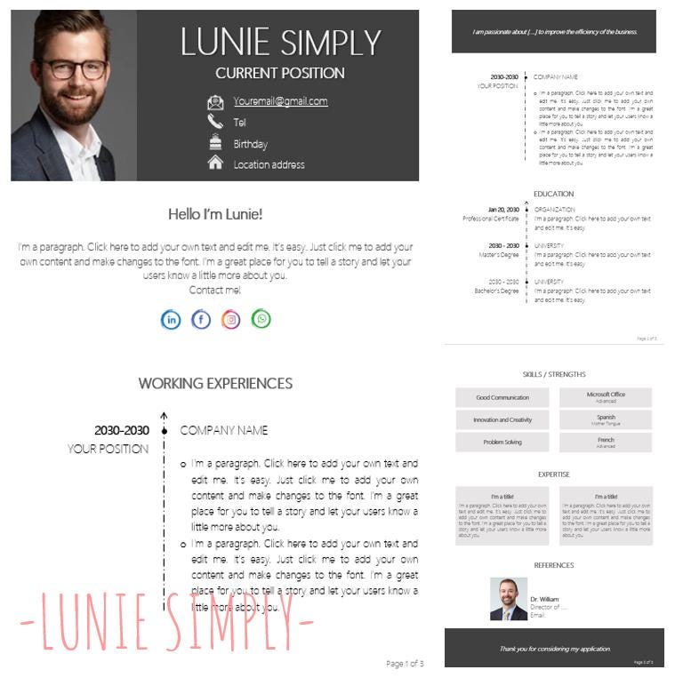 6 Vintage Resume Template CV Template for Men and Women resume and ...