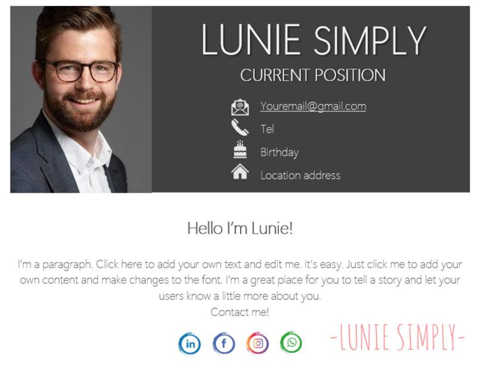 Resume Template CV Template Black Gray for Men and Women resume and ...