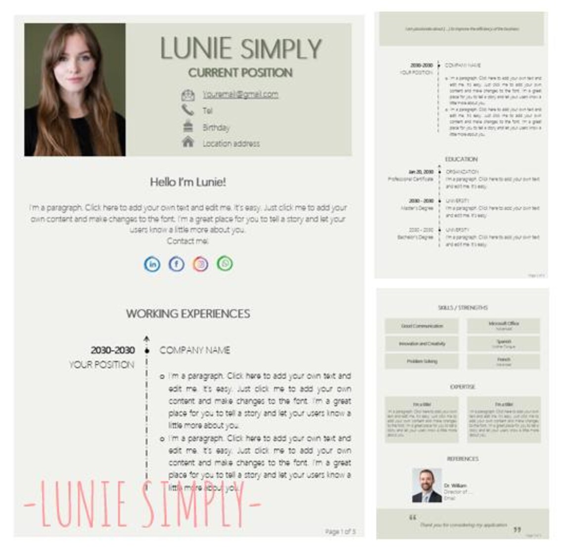 6 Vintage Resume Template CV Template for Men and Women resume and ...