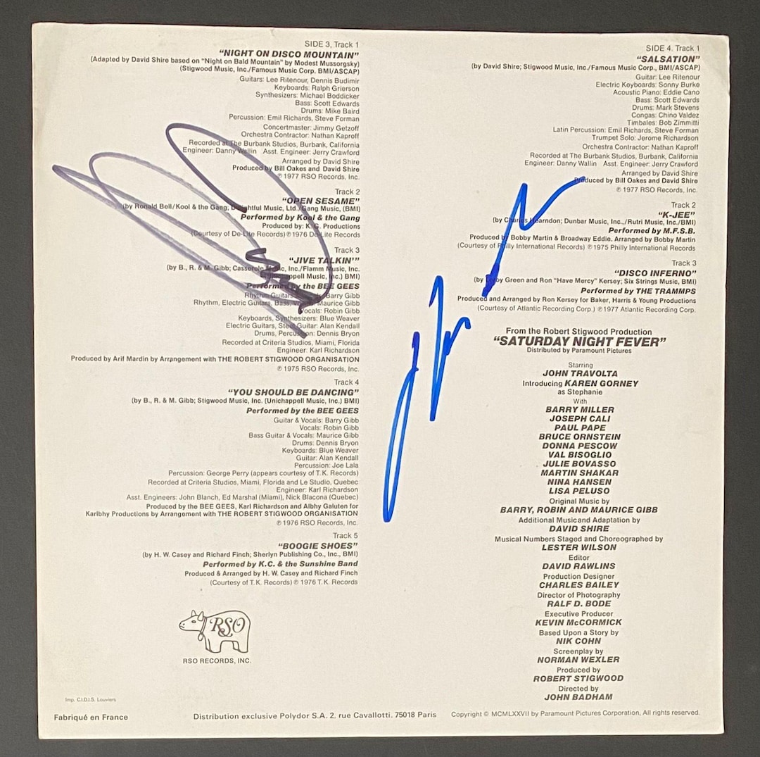 Barry Gibb and John Travolta Autograph on LP Inner Sleeve With COA - Etsy