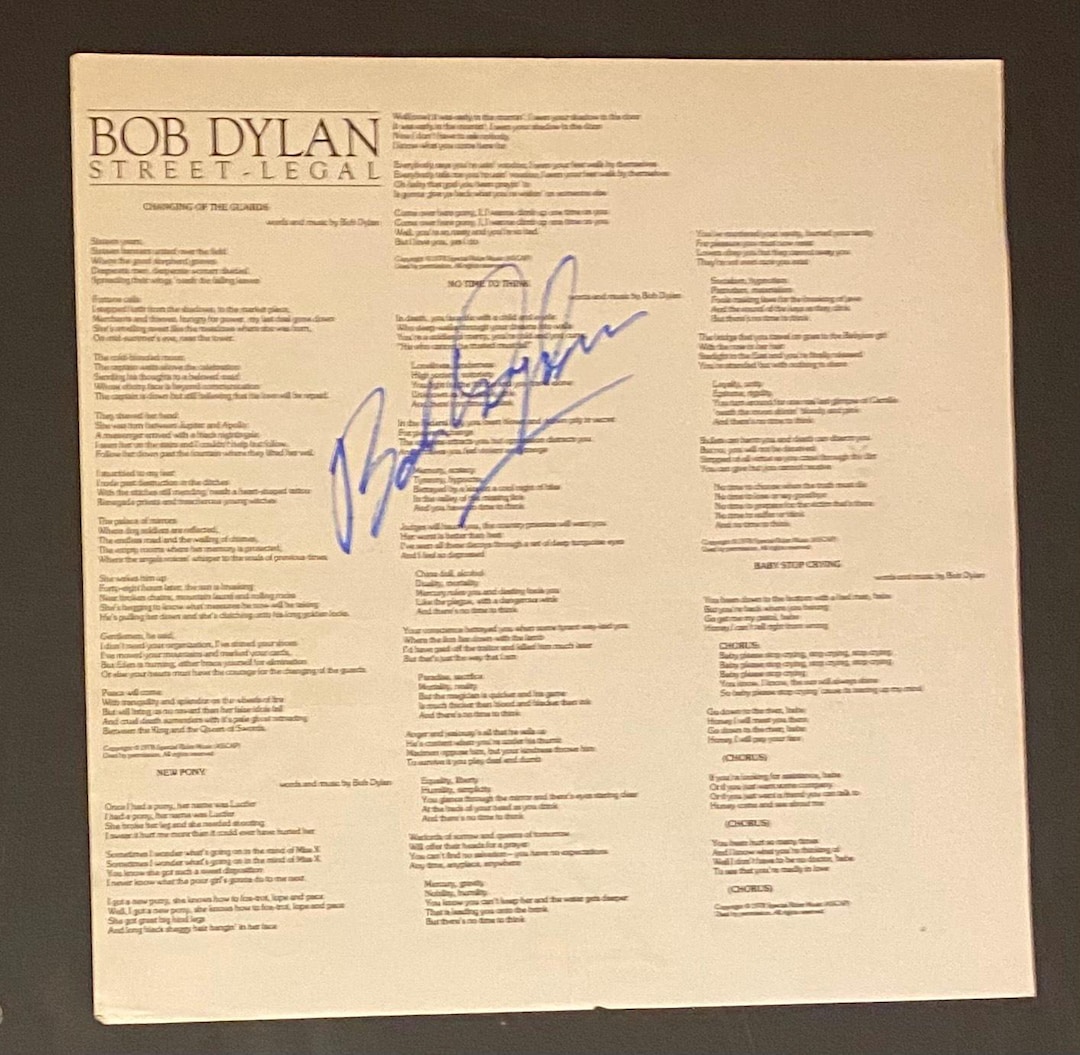 Bob Dylan Autograph on LP Lyric Insert Page With COA - Etsy