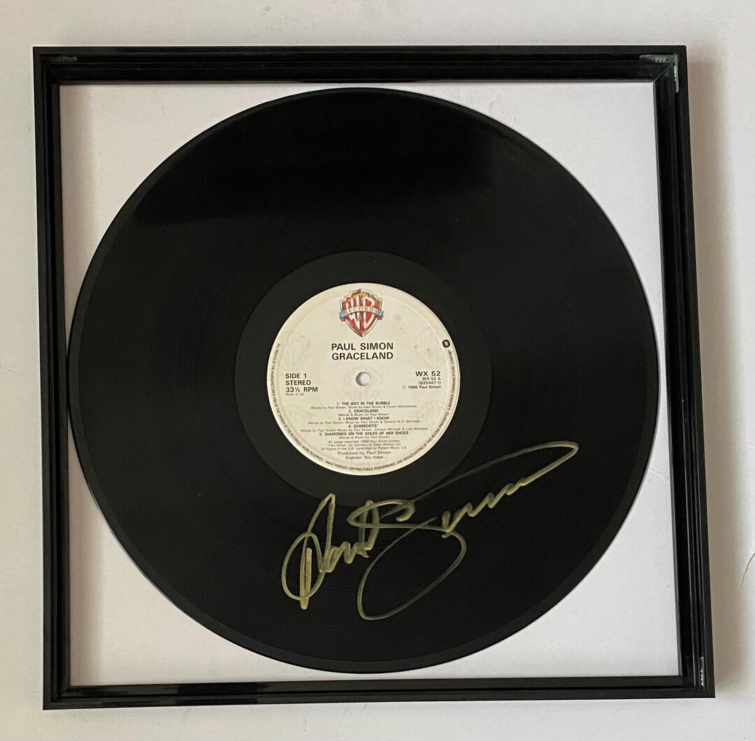 Paul Simon Autograph on Original Framed Graceland LP Vinyl Record With ...