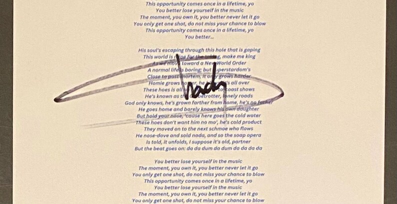 Eminem Autograph on A4 Sheet With COA - Etsy