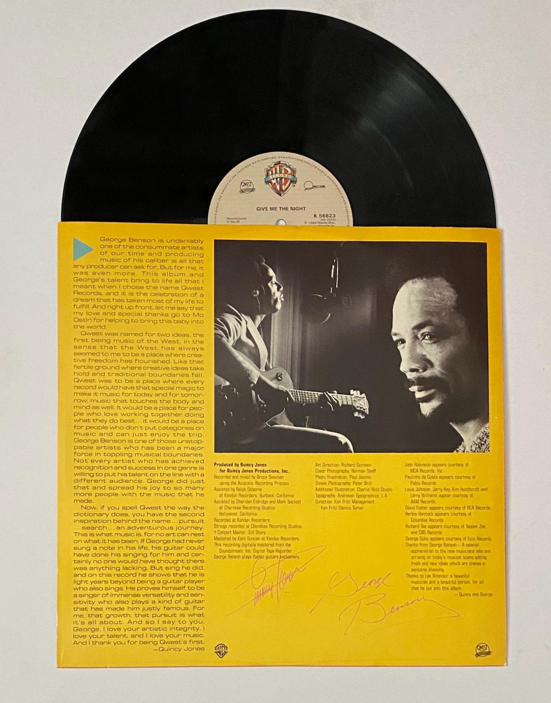 George Benson and Quincy Jones Autograph on LP Inner Sleeve - Etsy