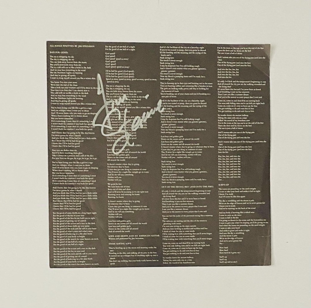 Jim Steinman Bad for Good Autograph on Lyric Page With COA - Etsy