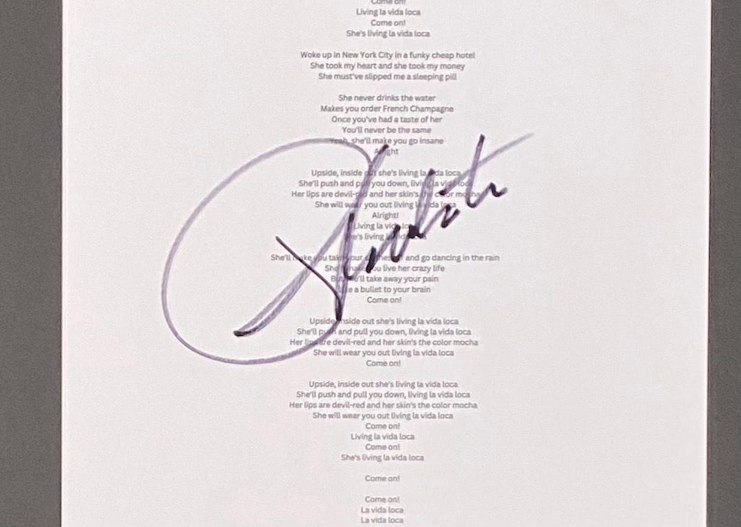 Ricky Martin Autograph on A4 Sheet With COA - Etsy