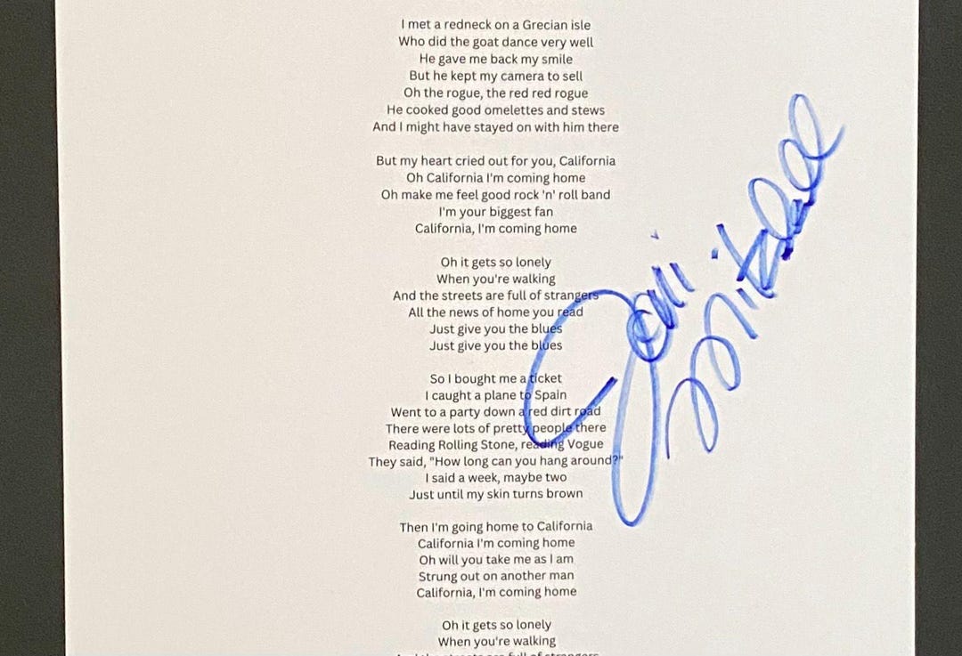 Joni Mitchell Autograph on A4 Sheet With COA - Etsy
