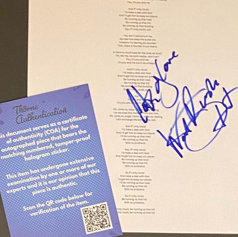 Kate Bush Autographed A4 Sheet With COA - Etsy