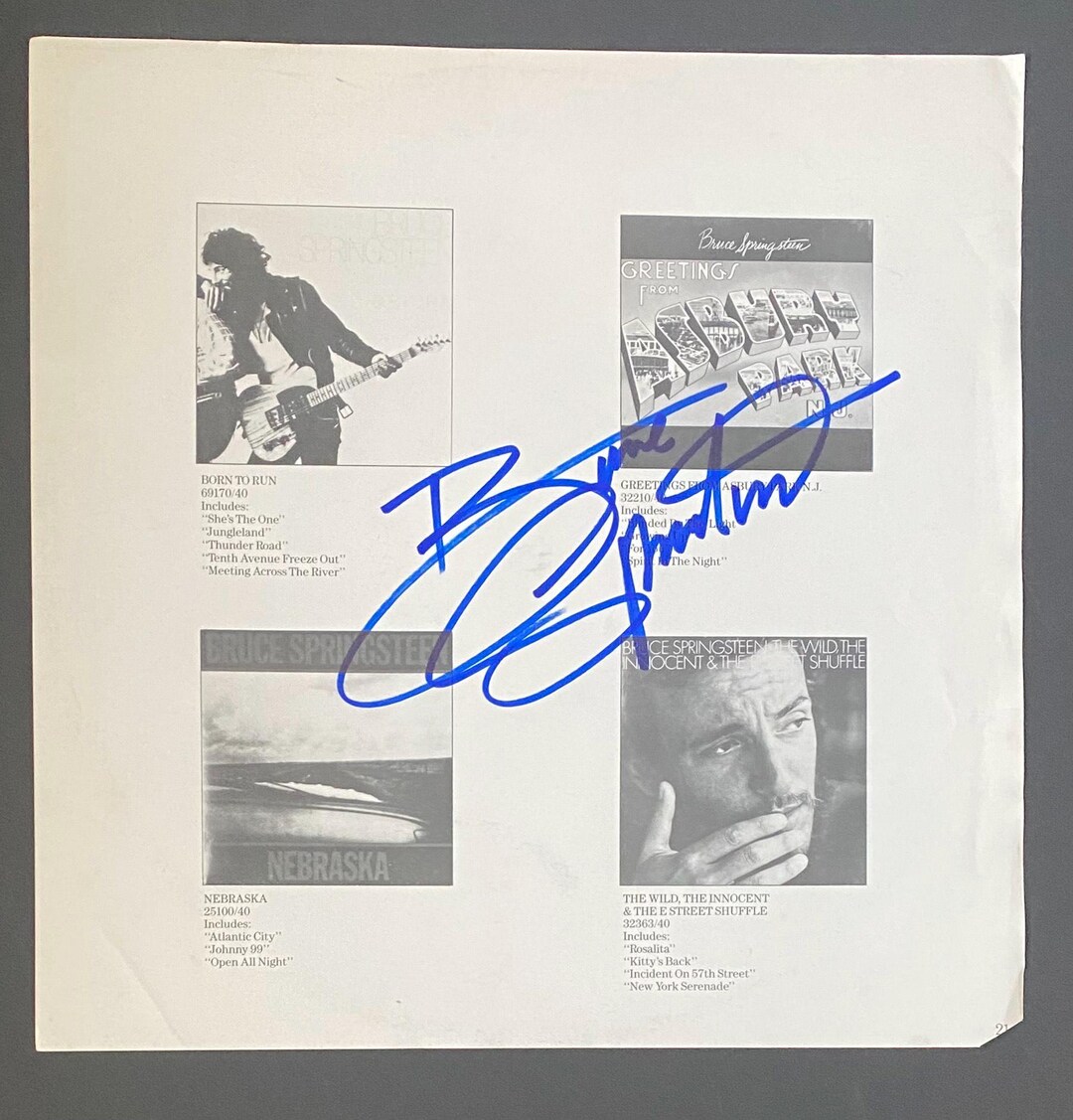 Bruce Springsteen Autograph on LP Insert With COA - Etsy