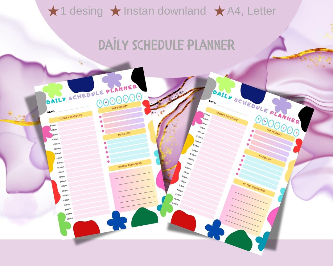 Daily Schedule Planner | Printable Daily Planner | a Planner to Make ...