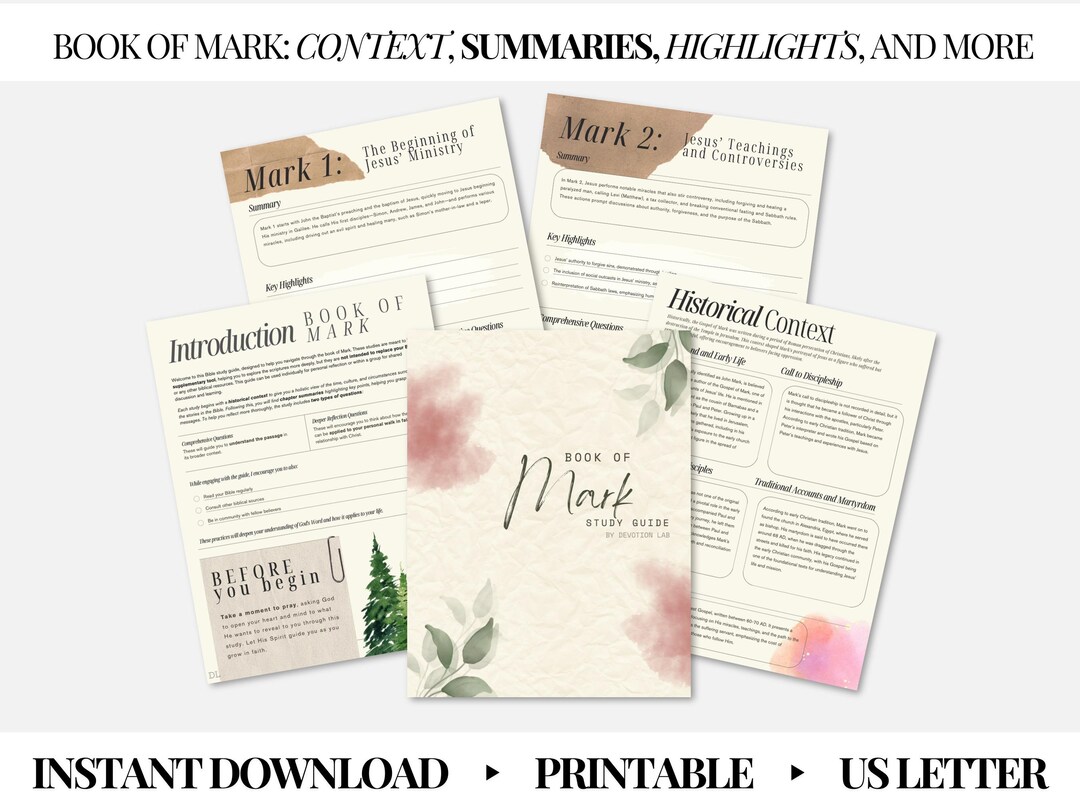 Mark Bible Study Guide: New Testament Overview (digital Download) - Etsy
