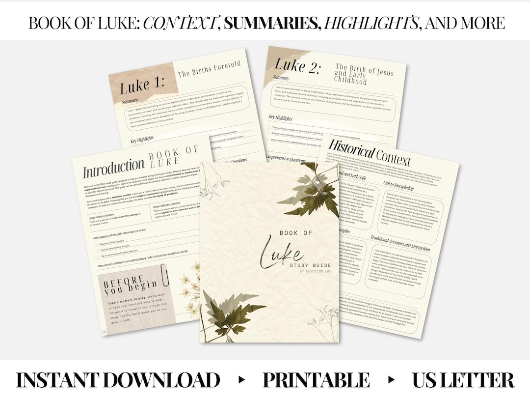Luke Bible Study Guide: New Testament Resource (digital Download) - Etsy