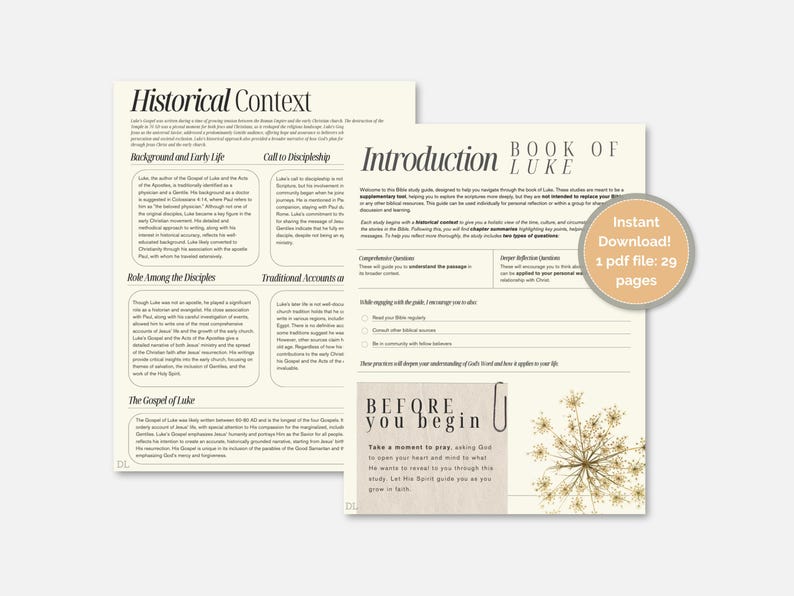 Luke Bible Study Guide: New Testament Resource (digital Download) - Etsy