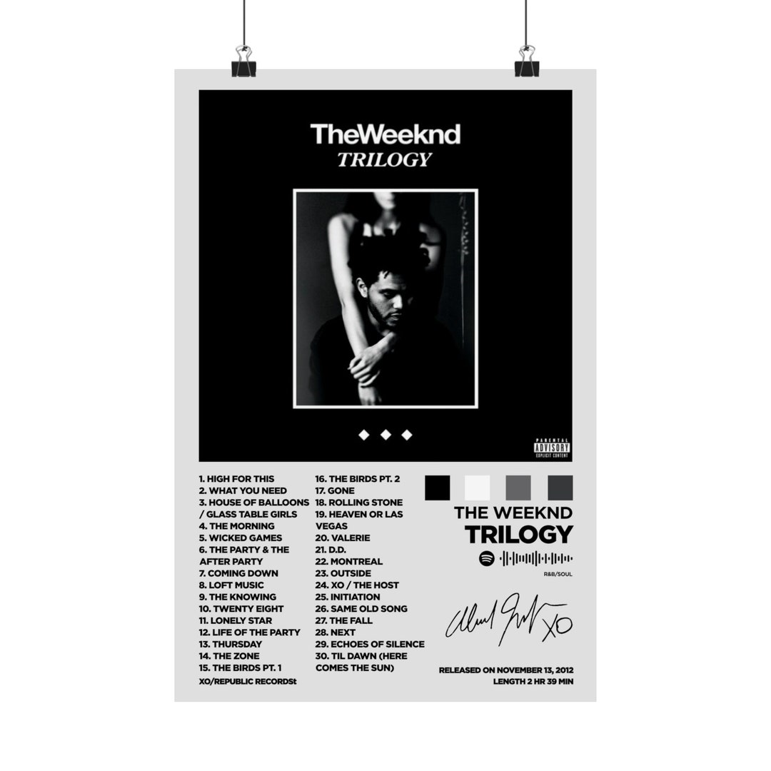 Trilogy the Weeknd Trilogy Poster the Weeknd Poster the Weeknd Gift ...