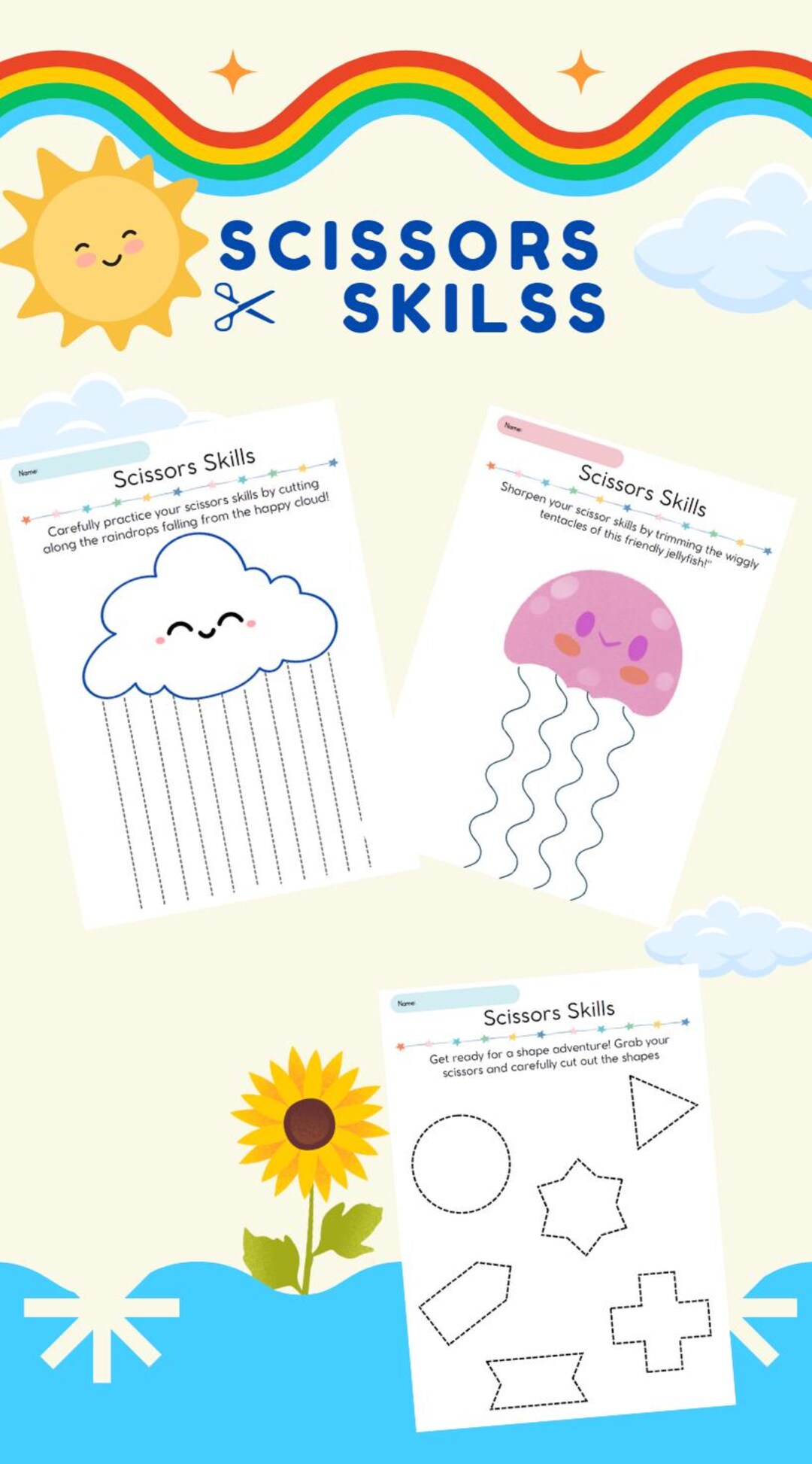 Bundle of 6 Fun Scissor Skills Printables for Kids | Digital Download ...