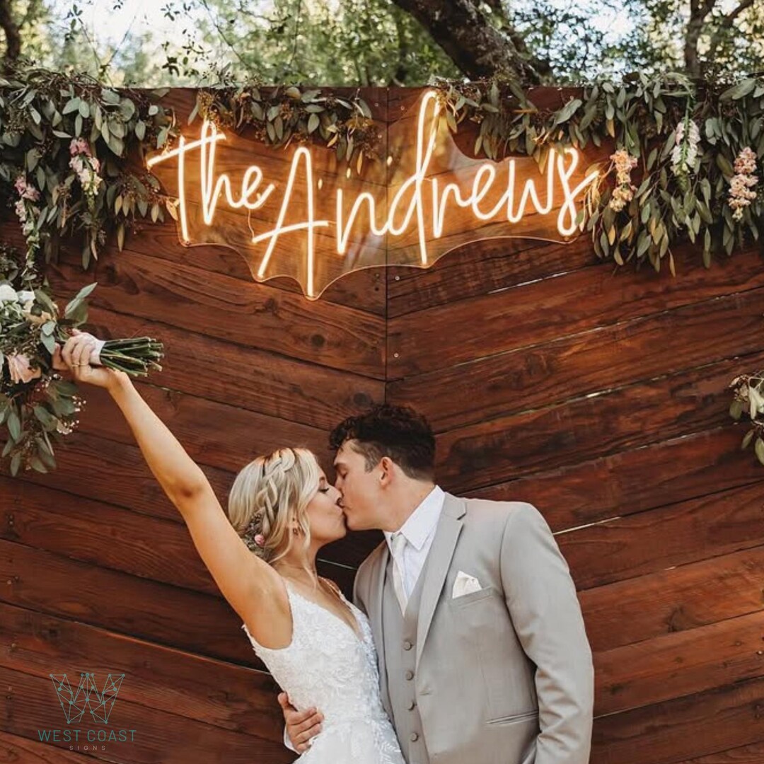 LED Neon Name Sign Wedding | Custom Last Name Light | 32 Inch Wall ...