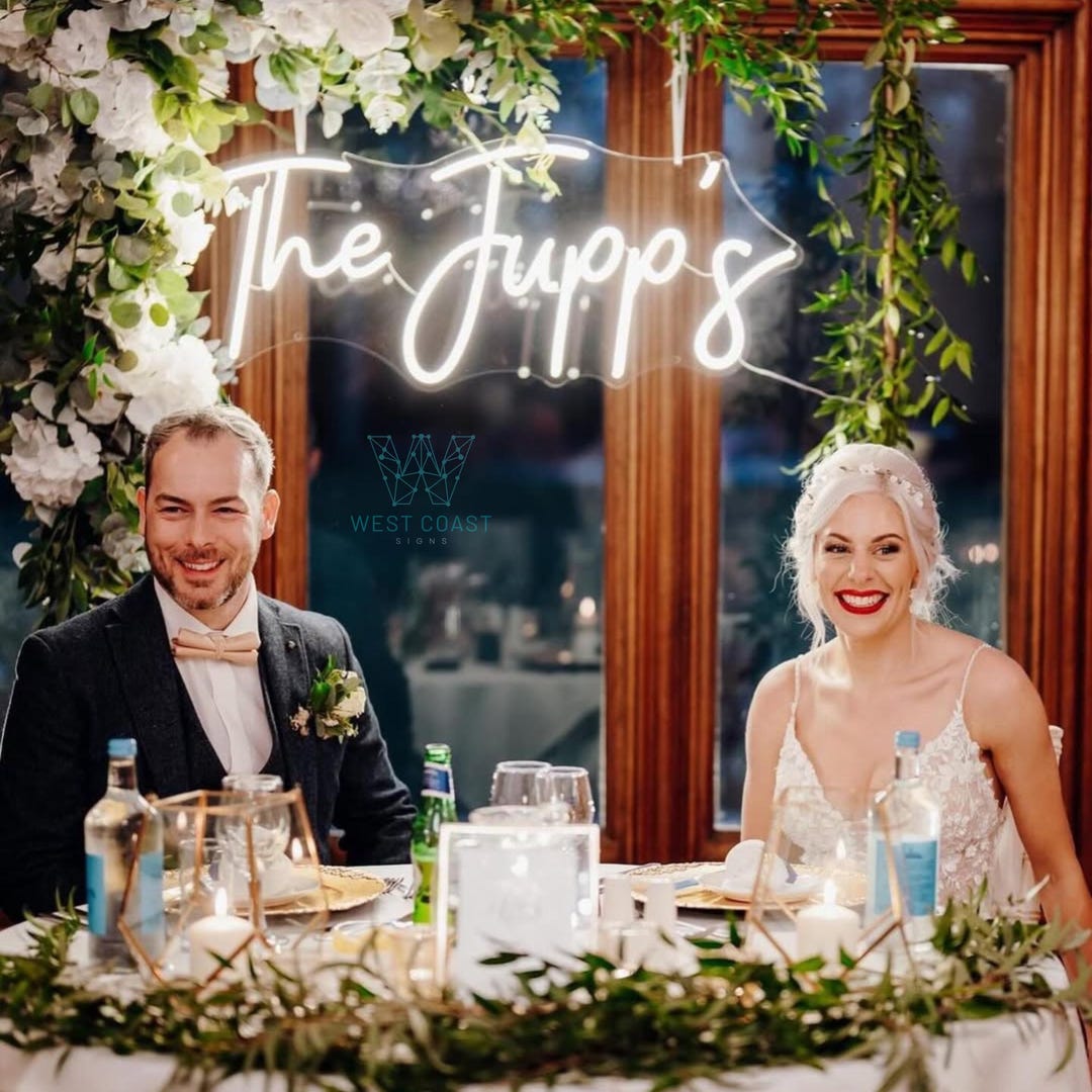 Custom Neon Sign for Wedding Reception | Personalized Last Name Light ...