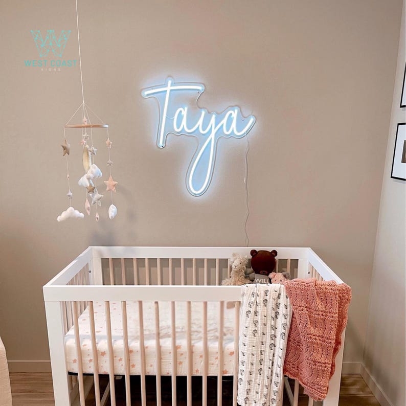 Custom Baby Name Neon Sign | Personalized Nursery LED Light | Kids Room ...