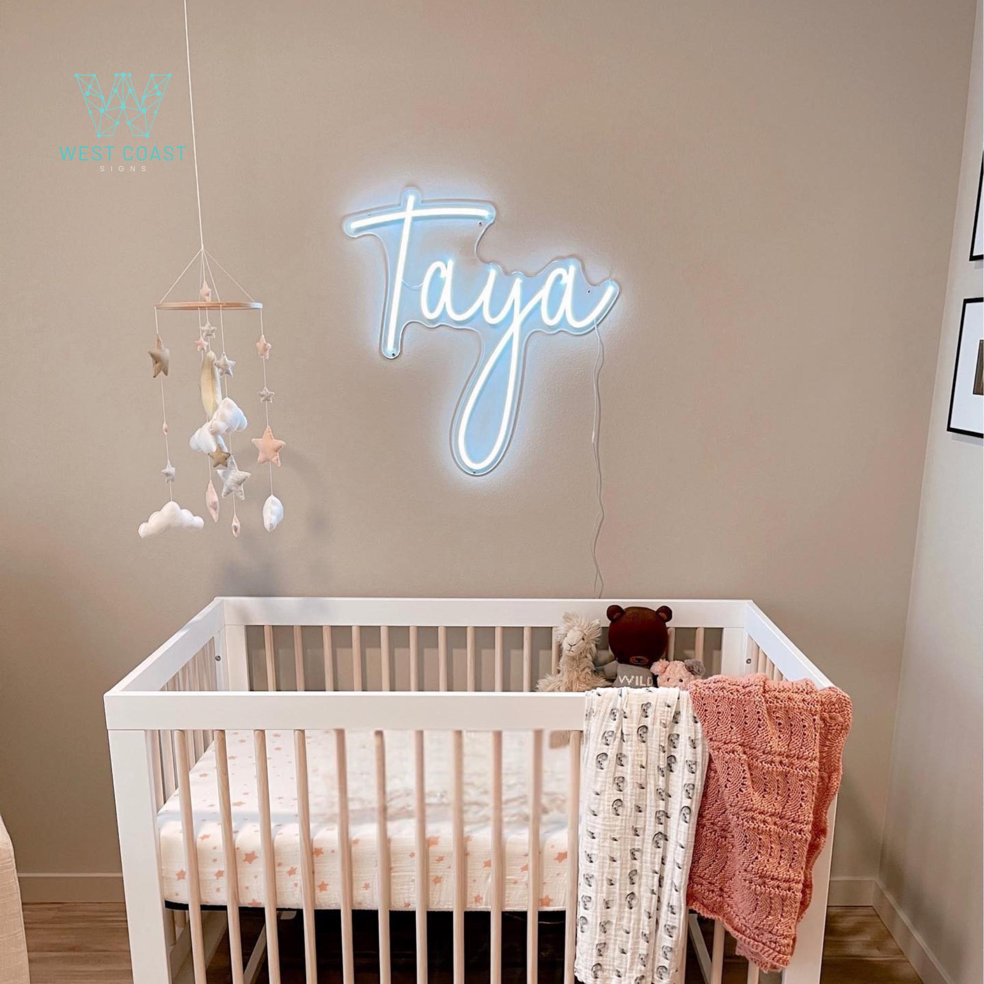 Custom Baby Name Neon Sign | Personalized Nursery LED Light | Kids Room ...