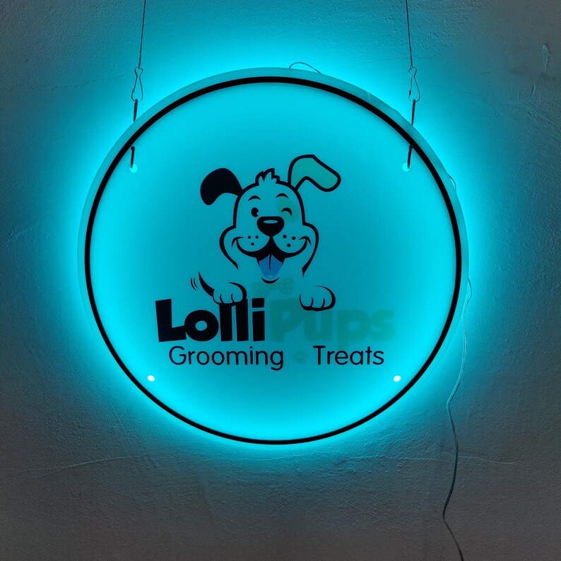 Custom Round Neon Business Sign | Light up Acrylic Backlit Sign | 3D ...