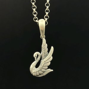 Sterling Silver Swan Pendant Necklace, Elegant Bird Jewelry, Minimalist ...