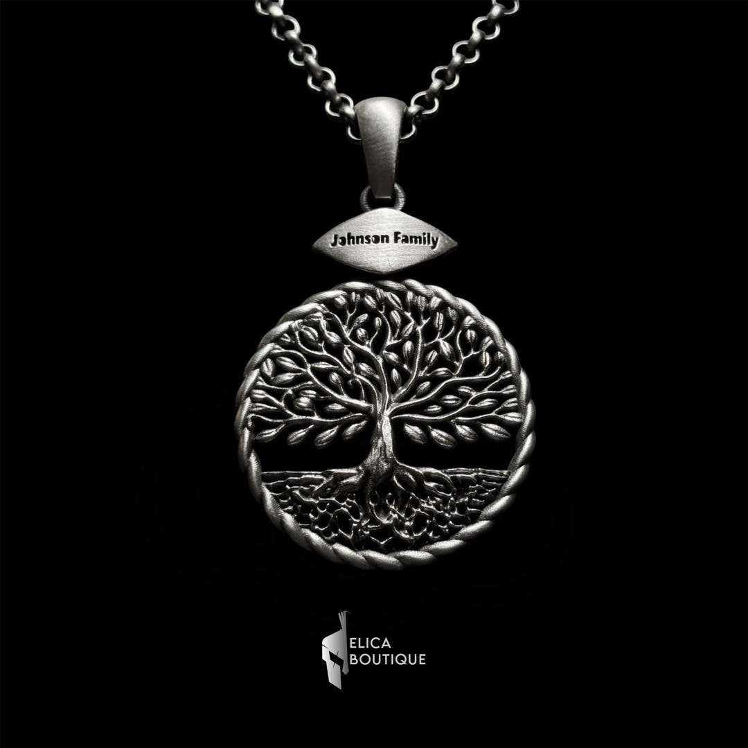 Family Tree of Life Pendant - Personalized Engraved Necklace for Men ...