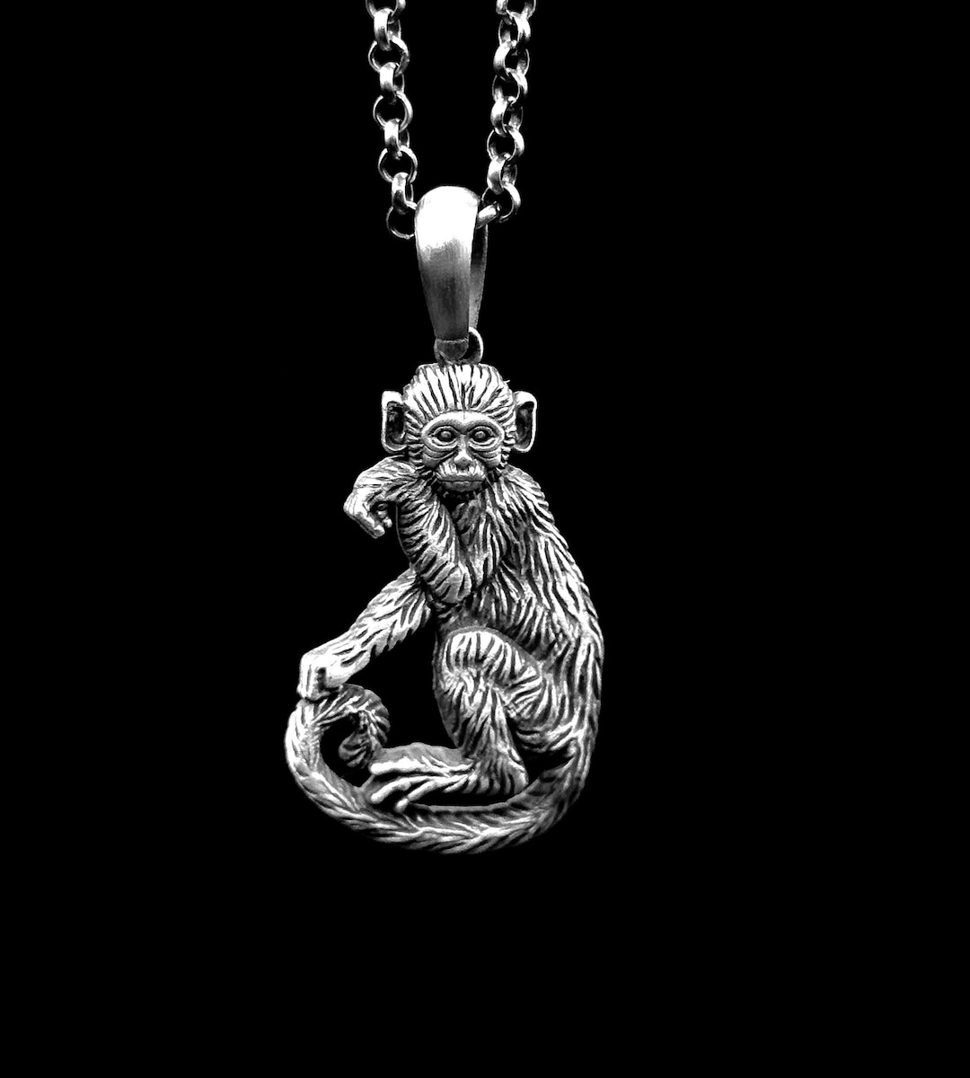 Silver Monkey Pendant Necklace - Monkey, Jewelry for Monkey Lovers ...