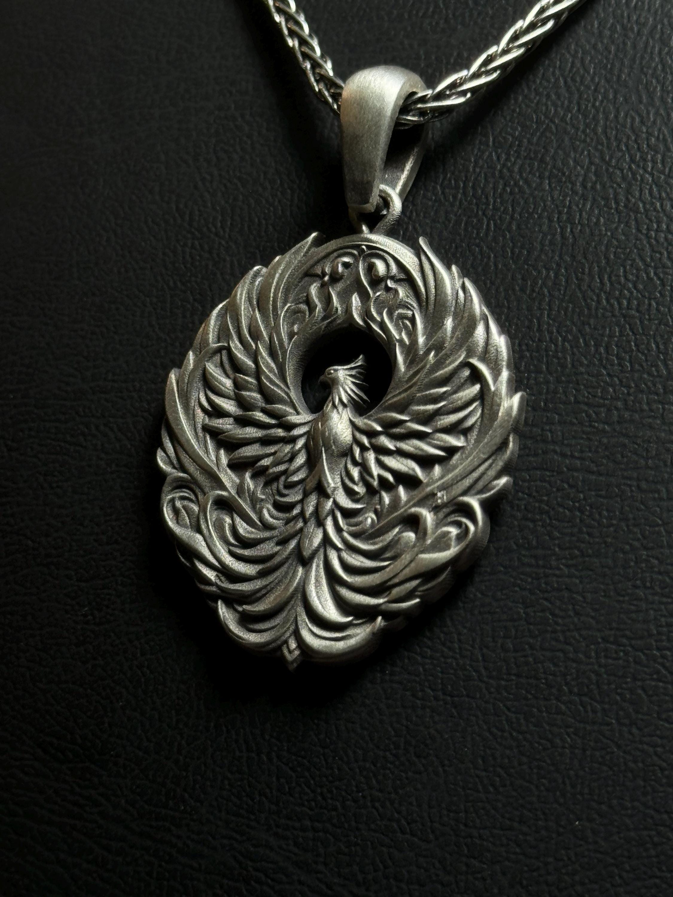 Phoenix Necklace Sterling Silver, Pendant, Statement Necklace for Goth ...