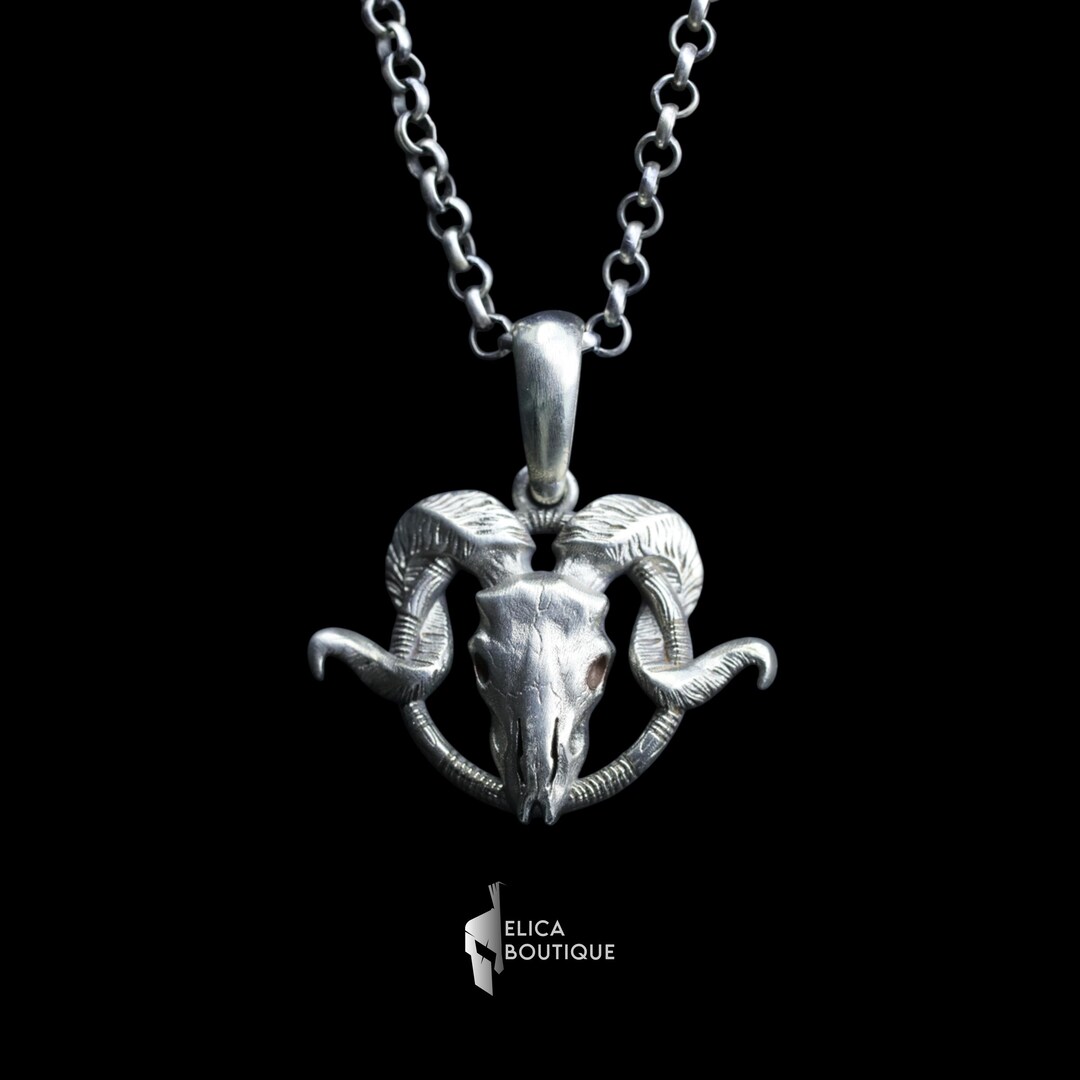 Silver Ram Skull Necklace, Baphomet, Satanic, Occult, Lucifer, Satanism ...