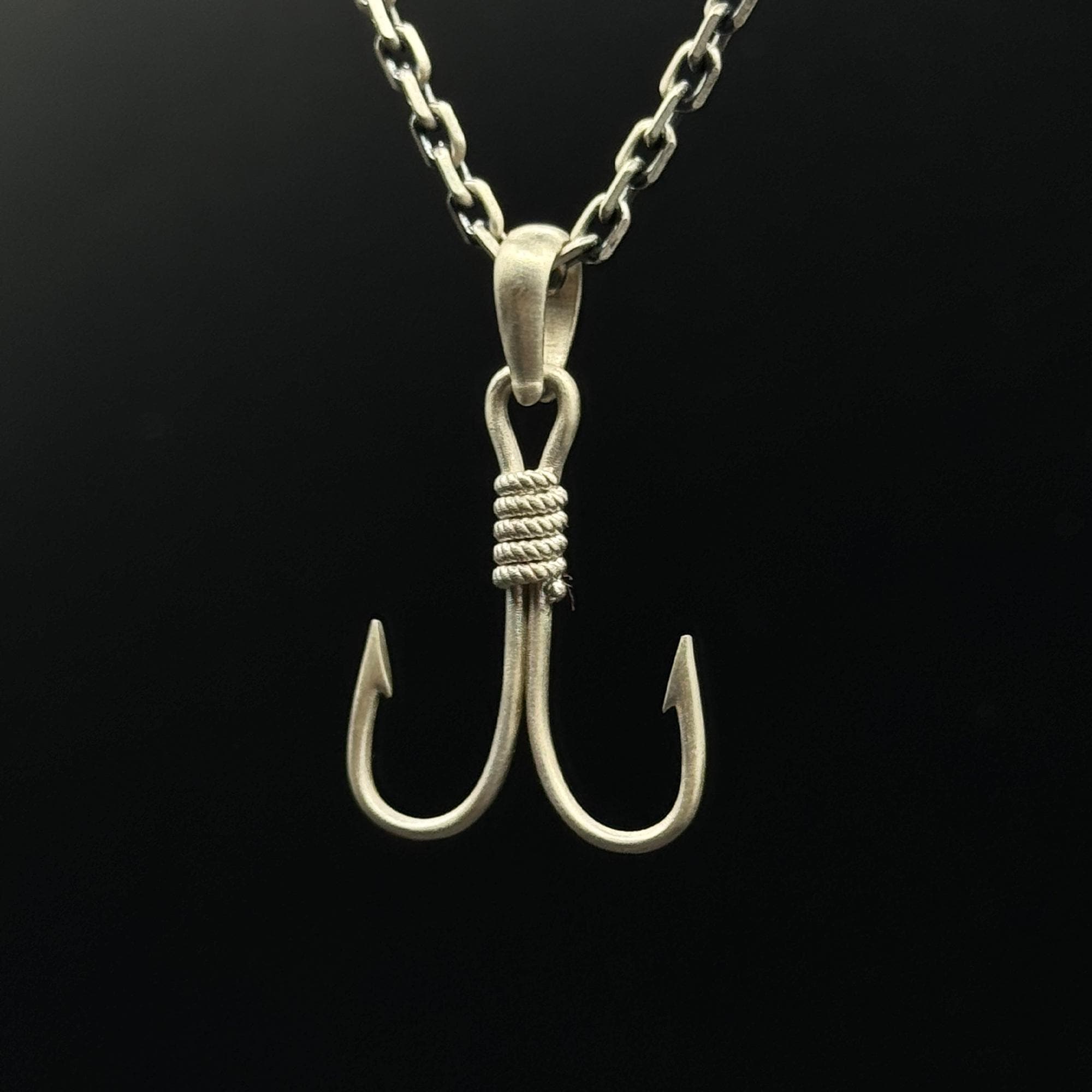 Sterling Silver Fishing Hook Pendant Necklace, Handmade Gift - Etsy