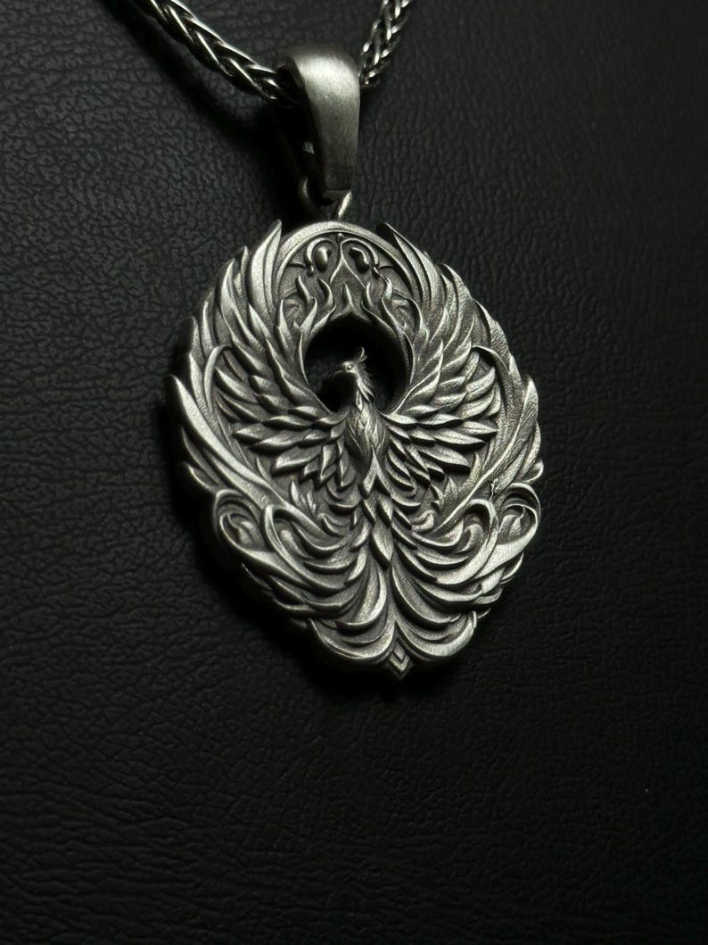 Phoenix Necklace Sterling Silver, Pendant, Statement Necklace for Goth ...