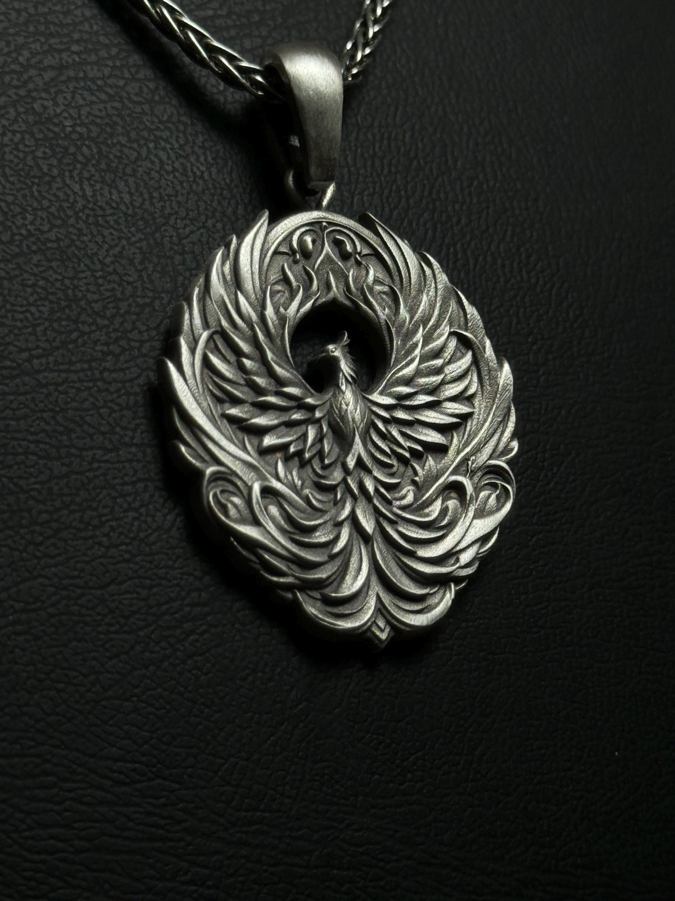 Phoenix Necklace Sterling Silver, Pendant, Statement Necklace for Goth ...