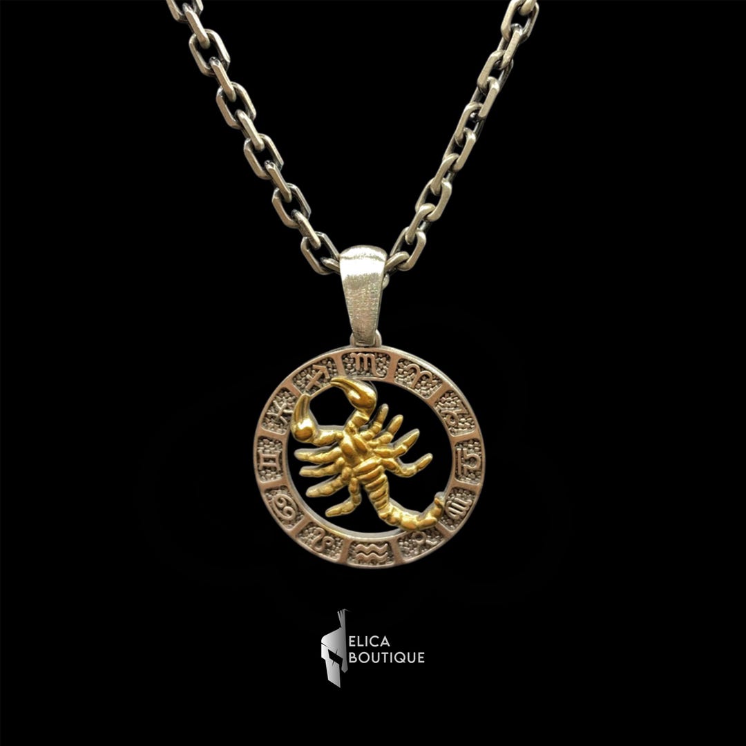 Sterling Silver Scorpio Zodiac Pendant Necklace, Vintage Astrology ...