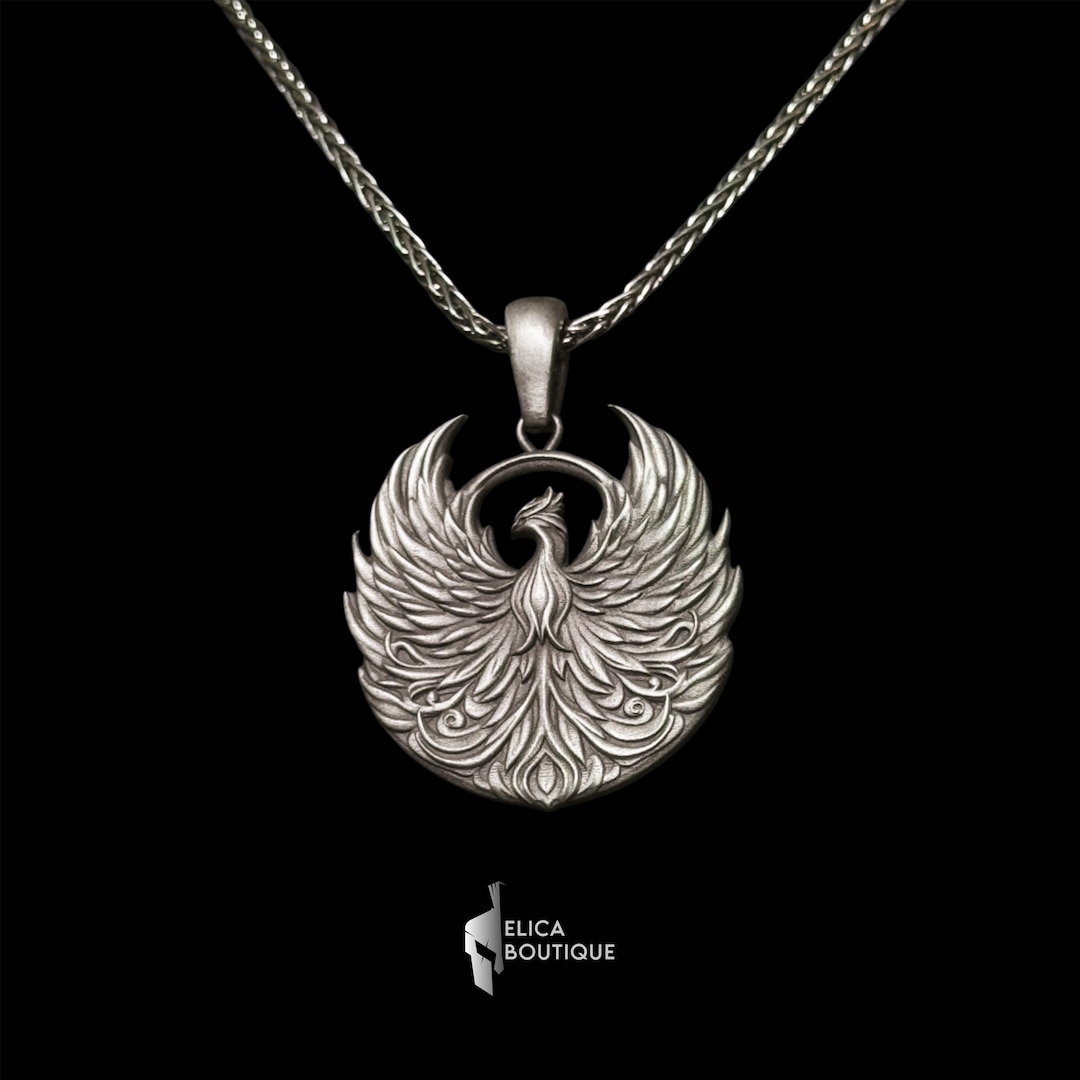 Phoenix Necklace Sterling Silver, Pendant, Statement Necklace for Goth ...