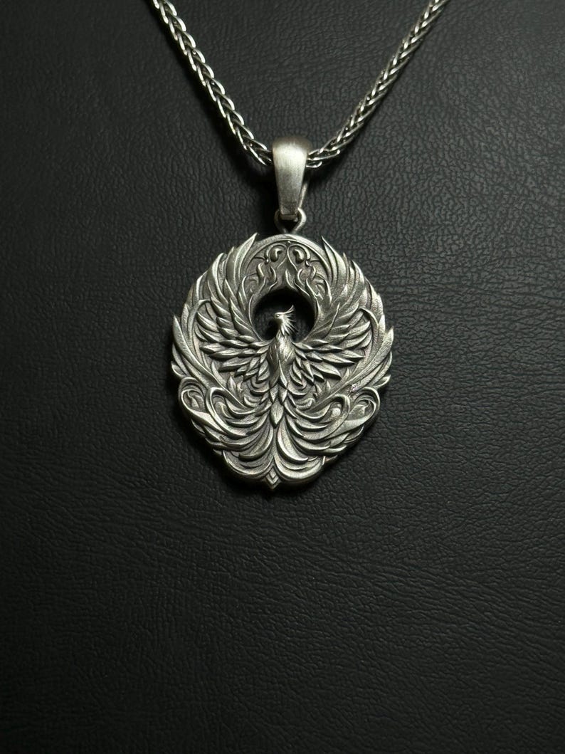 Phoenix Necklace Sterling Silver, Pendant, Statement Necklace for Goth ...
