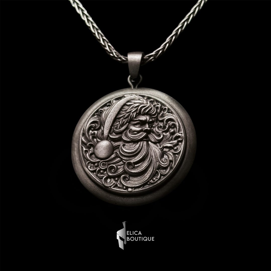 Vintage Santa Claus Pendant Necklace, Unique Christmas Jewelry for Men ...